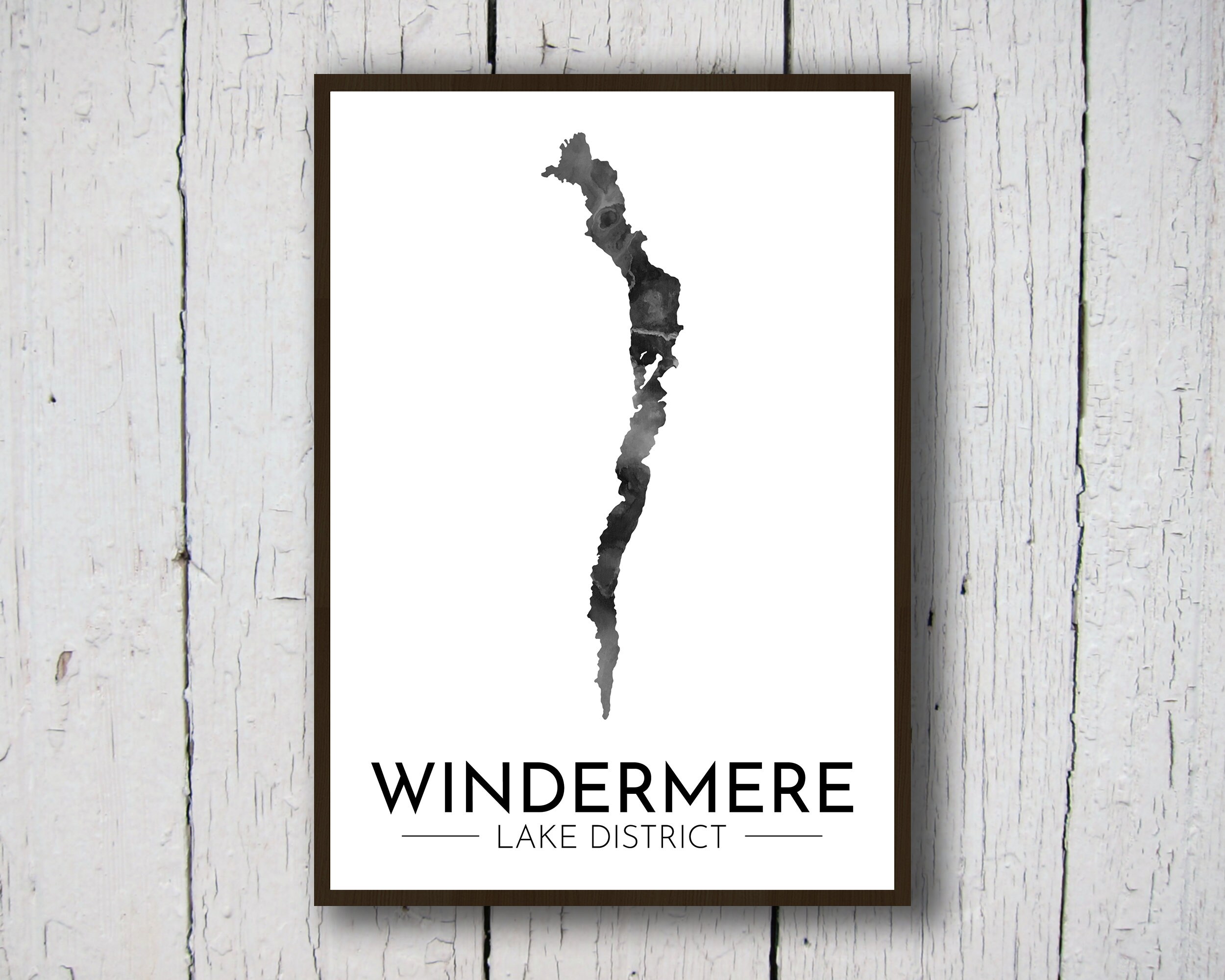 Windermere Map A4 Glossy Print Lake District Print, Lake Outline Poster ...