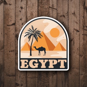 Egypt Pyramids Glossy Sticker Retro Travel Sticker Pyramid Sticker ...