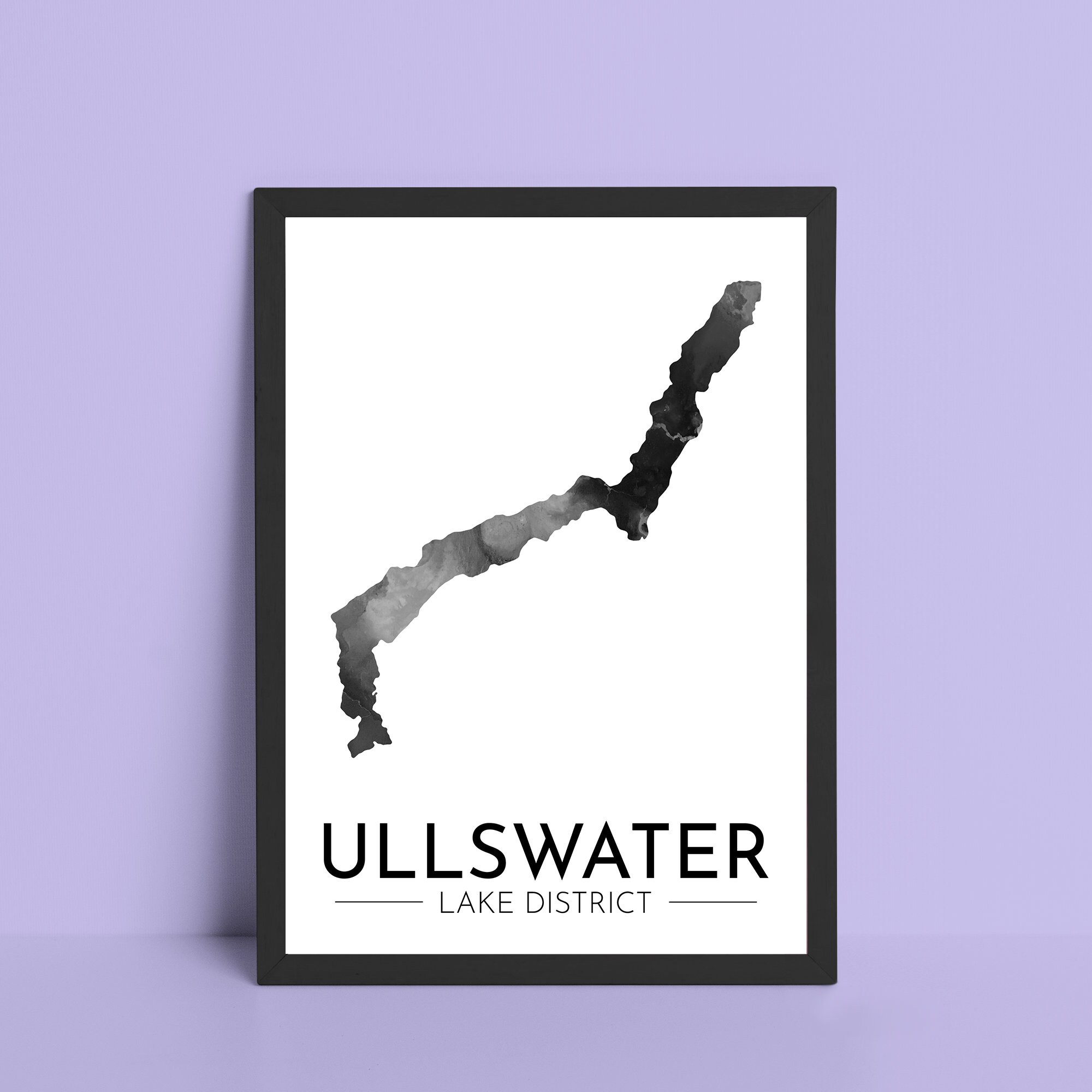 Ullswater Lake Map A4 Glossy Print Lake District Print Lake Outline ...