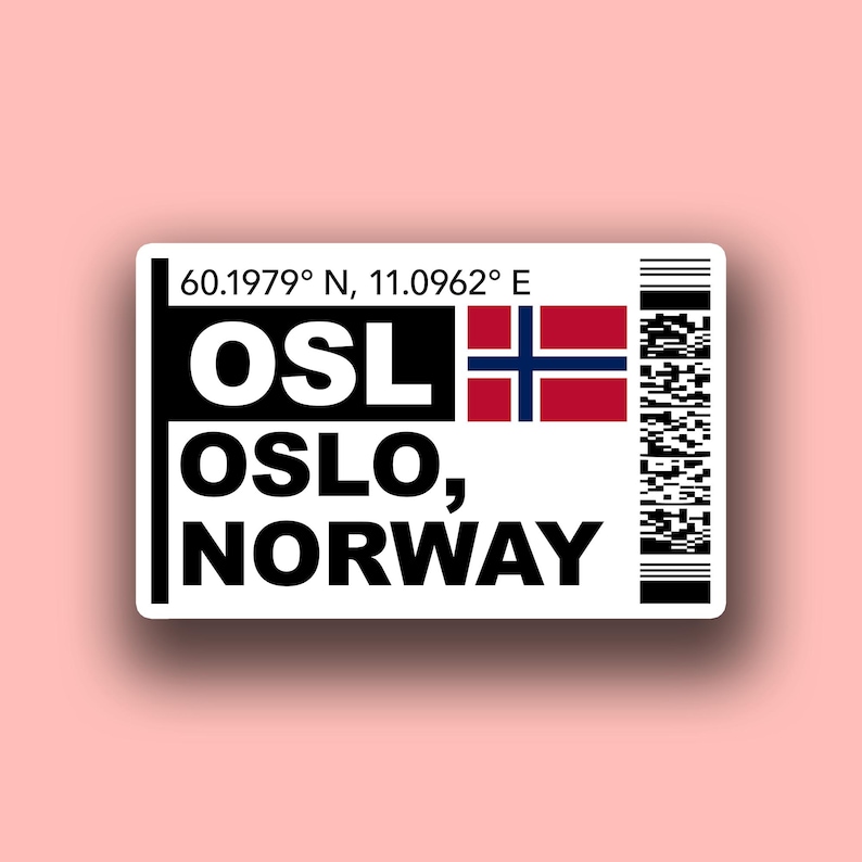 OSL Oslo Boarding Pass Glossy Travel Sticker | Norway Travel Sticker ...