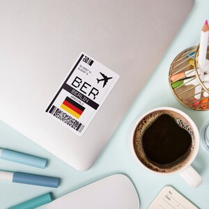BER Berlin, Germany Boarding Pass Glossy Sticker | Germany Travel ...