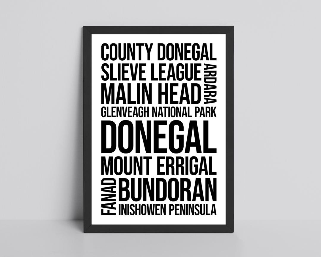 County Donegal, Ireland Word Art Glossy Print | Donegal Typography ...