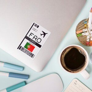 FAO Faro, Portugal Boarding Pass Glossy Sticker - Portuguese Airport ...