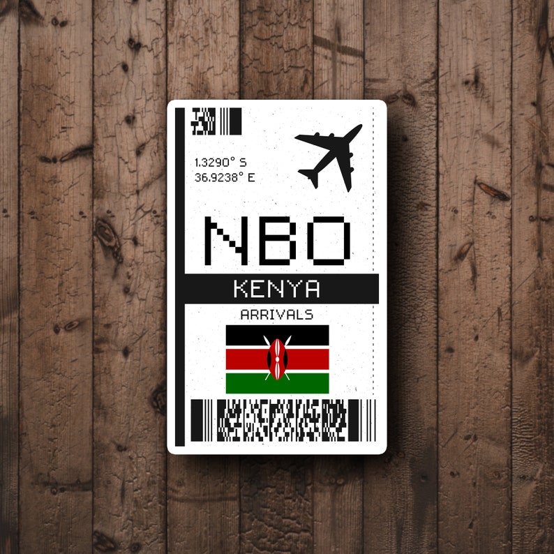 NBO Kenya Boarding Pass Glossy Travel Sticker | Africa Travel Sticker ...