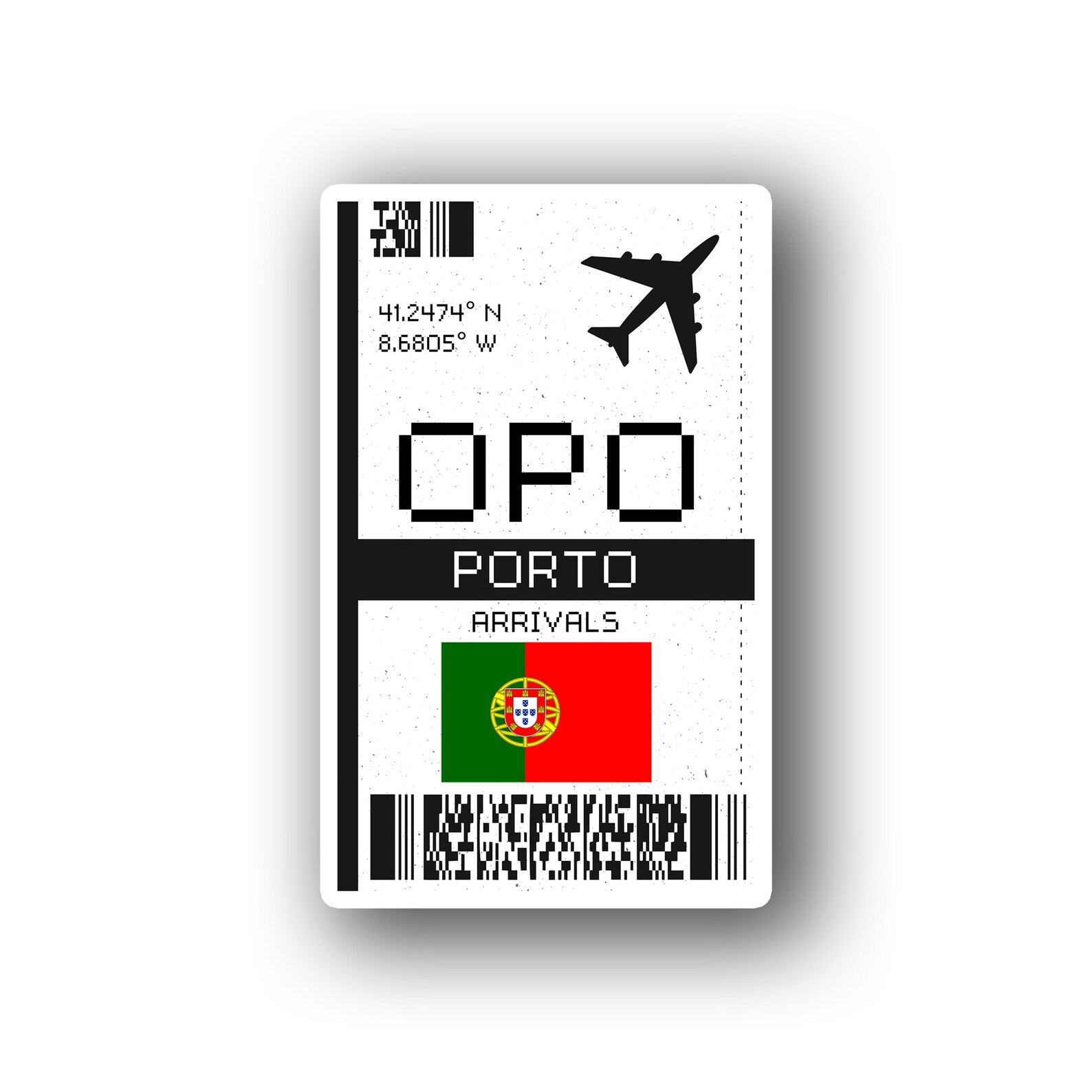 OPO Porto, Portugal Boarding Pass Glossy Sticker - Portuguese Airport ...
