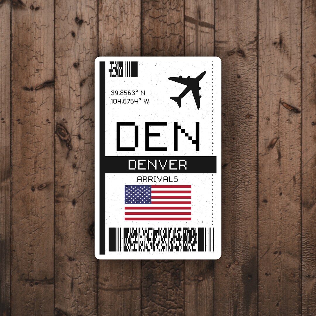 DEN Denver Boarding Pass Glossy Sticker | Colorado Travel Sticker ...