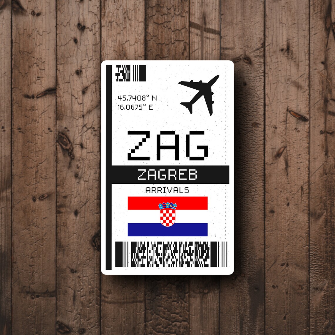 ZAG Zagreb, Croatia Boarding Pass Glossy Sticker - European Airport ...