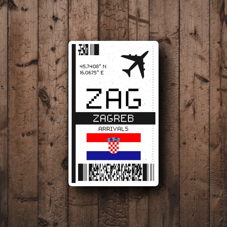 ZAG Zagreb, Croatia Boarding Pass Glossy Travel Sticker | Croatia ...