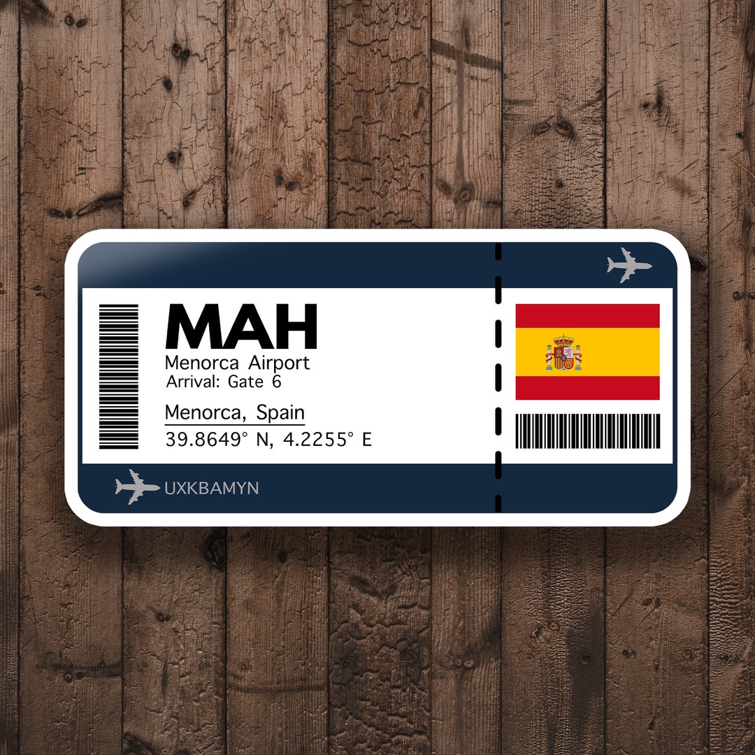 MAH Menorca Airport Boarding Pass Glossy Sticker | Menorca Travel ...