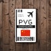 PVG Shanghai, China Boarding Pass Glossy Sticker China Travel Sticker ...