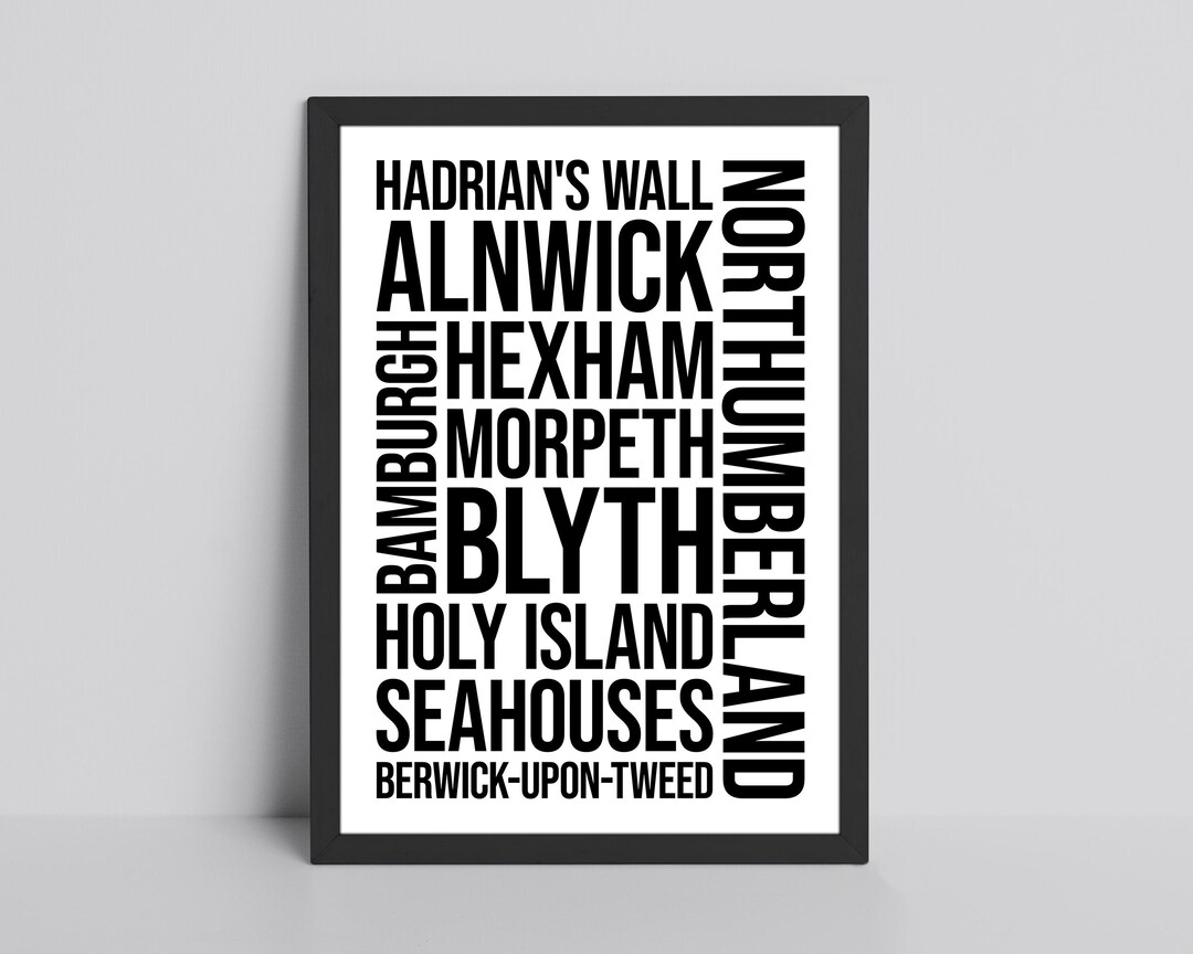 Northumberland Word Art Glossy Print | Hadrian's Wall Word Art Print ...