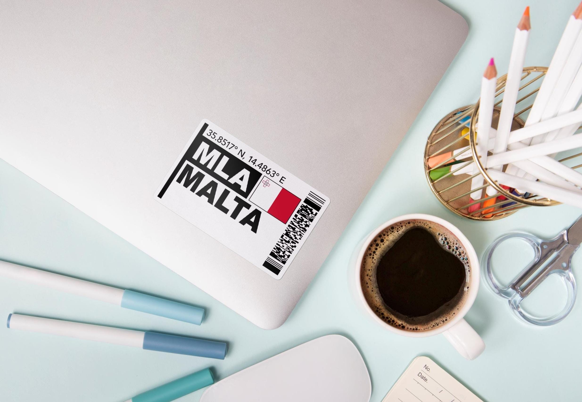 MLA Malta Boarding Pass Glossy Travel Sticker | Malta Sticker | Airport ...