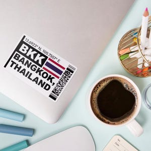 BKK Bangkok Boarding Pass Glossy Sticker - Thailand, Asia Travel ...
