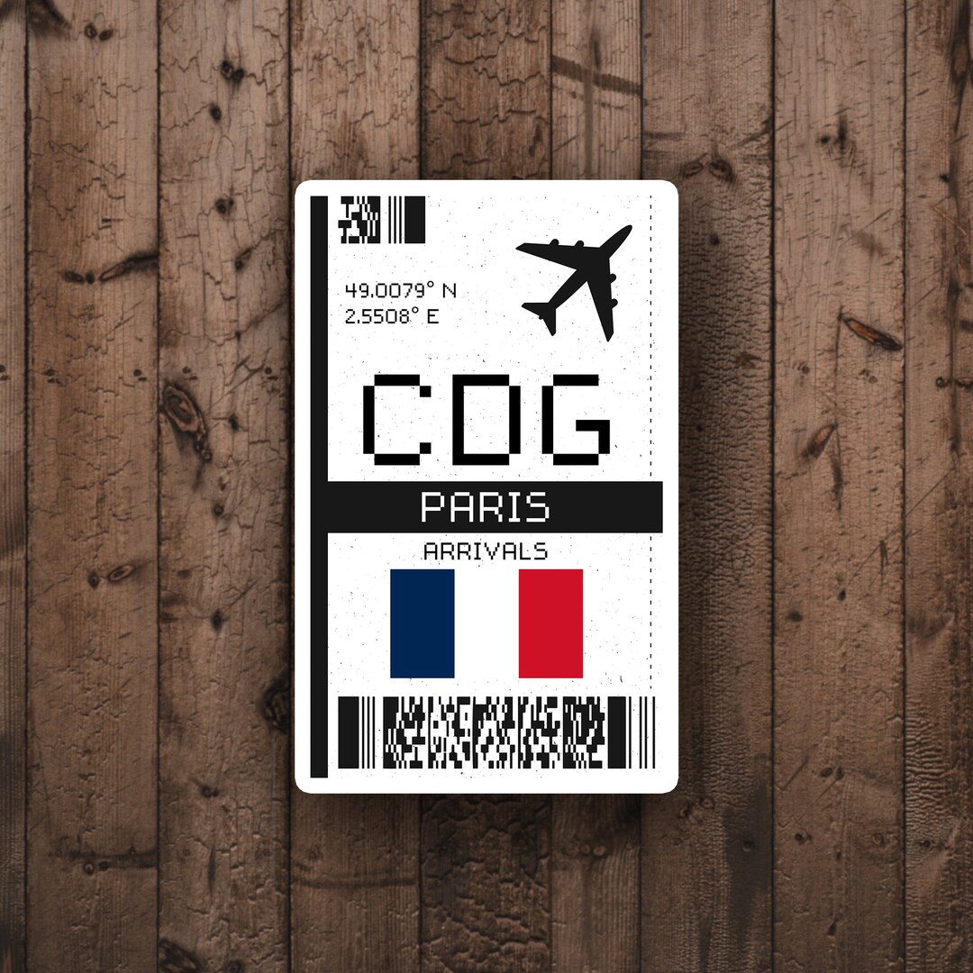 CDG Paris Boarding Pass Glossy Travel Sticker | France Travel Sticker ...