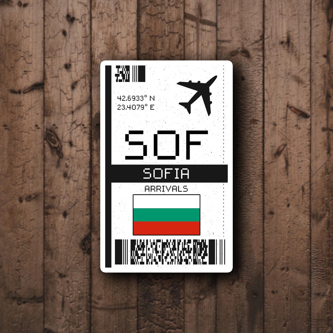 SOF Sofia, Bulgaria Boarding Pass Travel Sticker | Bulgaria Travel Sticker | Airport Sticker ...