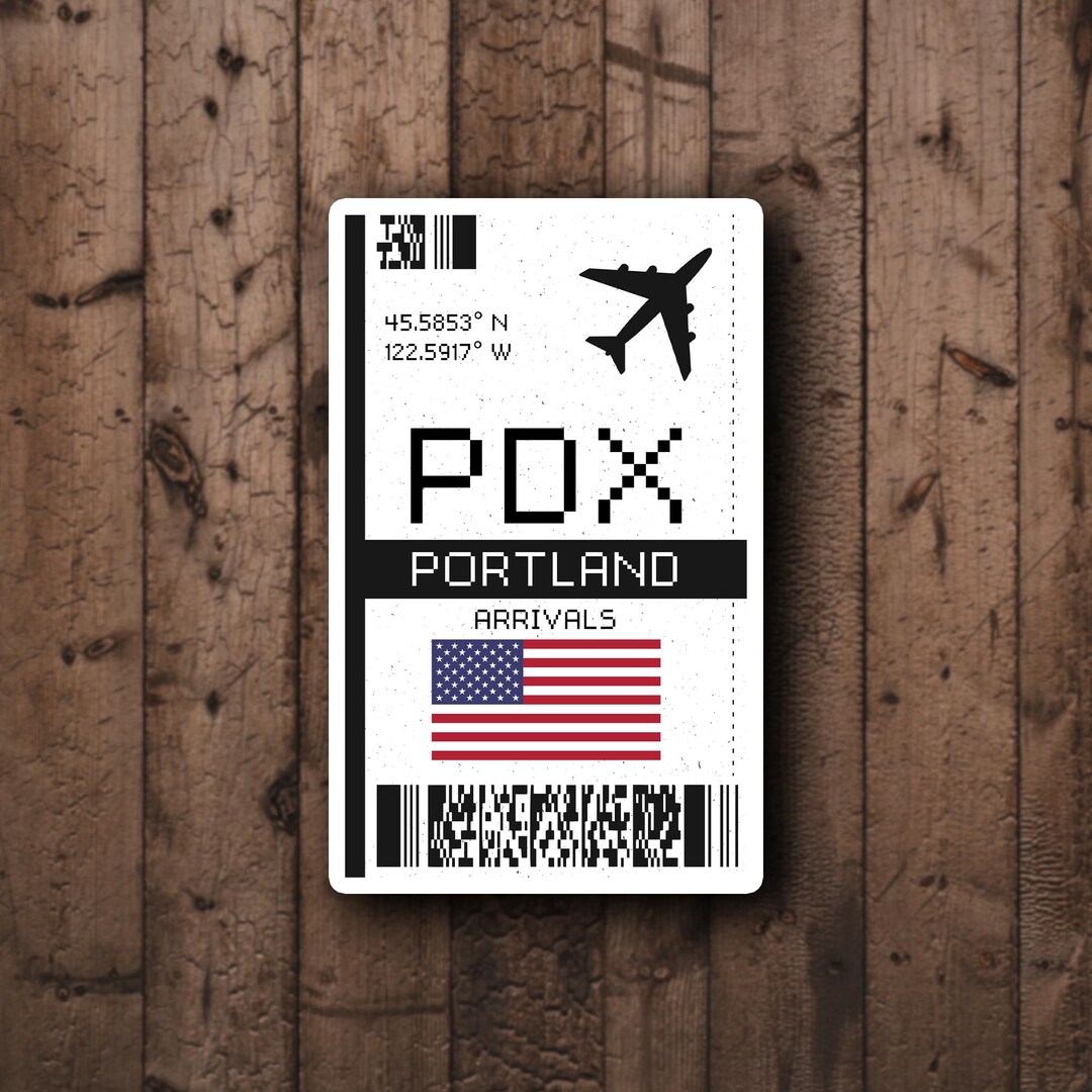 PDX Portland, Oregon Boarding Pass Glossy Sticker | Portland Airport ...