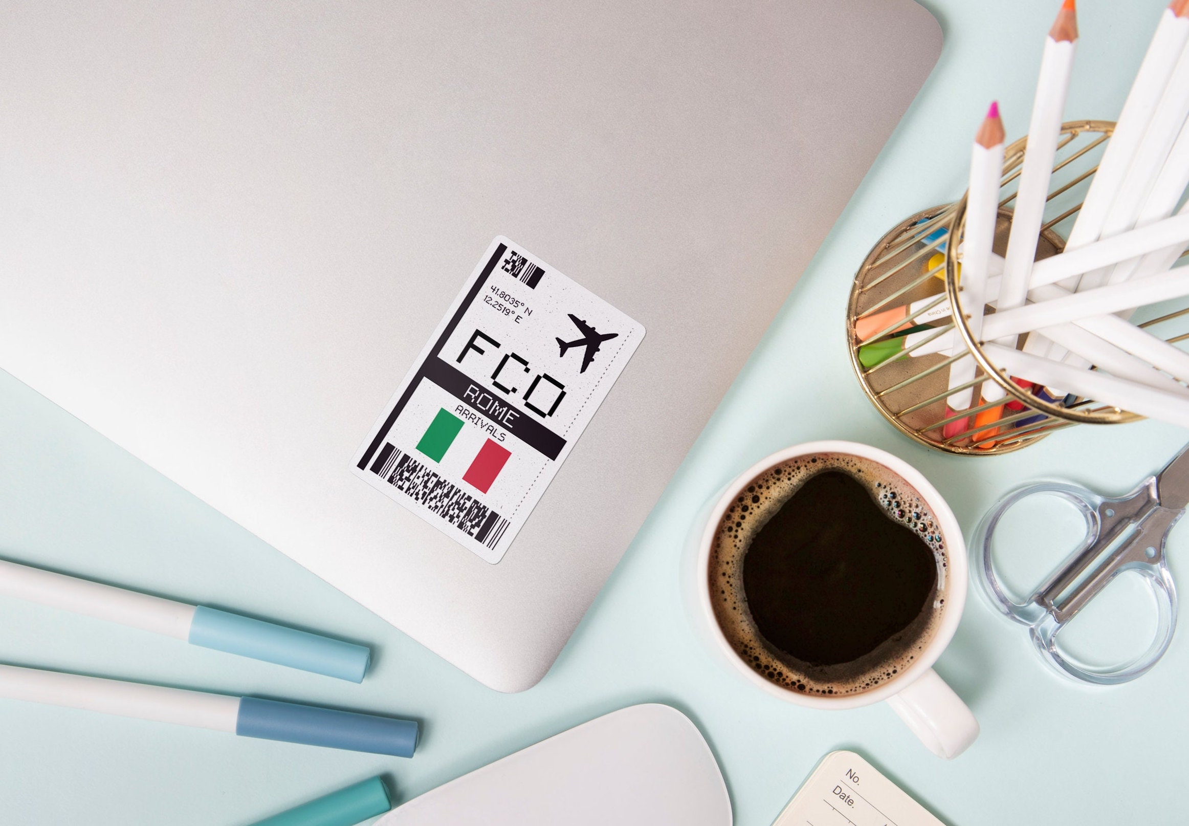 FCO Rome, Italy Boarding Pass Glossy Sticker | Italy Travel Sticker ...