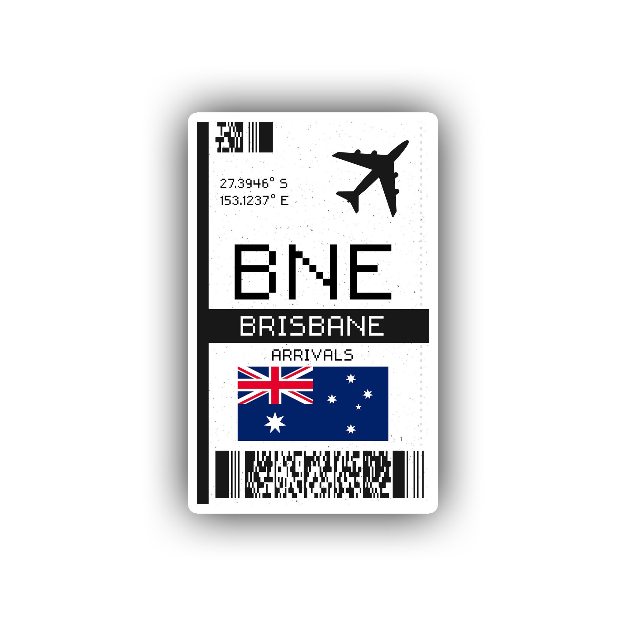 BNE Brisbane Boarding Pass Glossy Sticker | Australia Travel Sticker ...