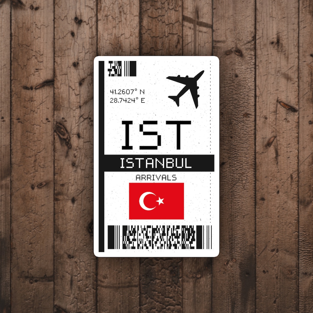 IST Istanbul, Turkey Boarding Pass Glossy Sticker | Turkey Travel ...