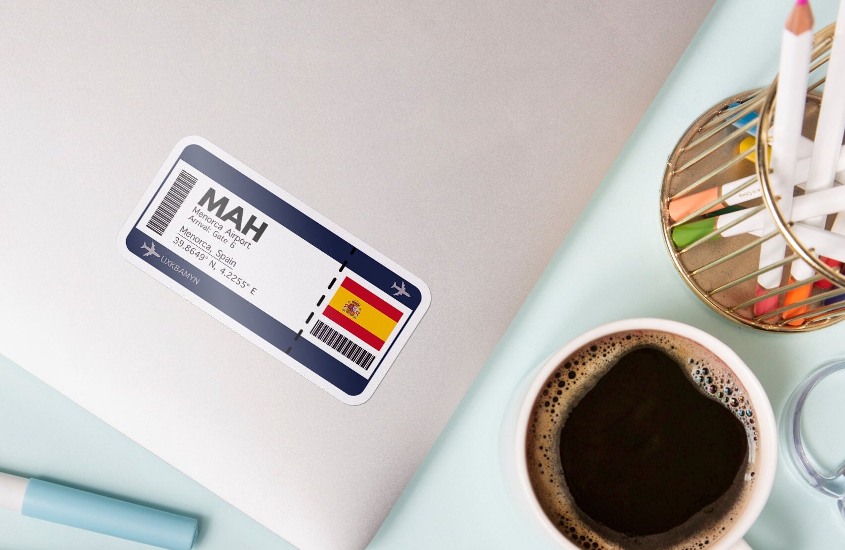 MAH Menorca Airport Boarding Pass Glossy Sticker | Menorca Travel ...