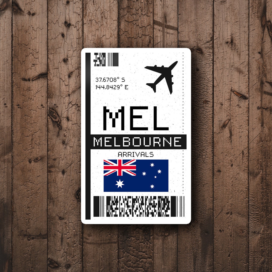 MEL Melbourne, Australia Boarding Pass Glossy Sticker | Airport Pass ...
