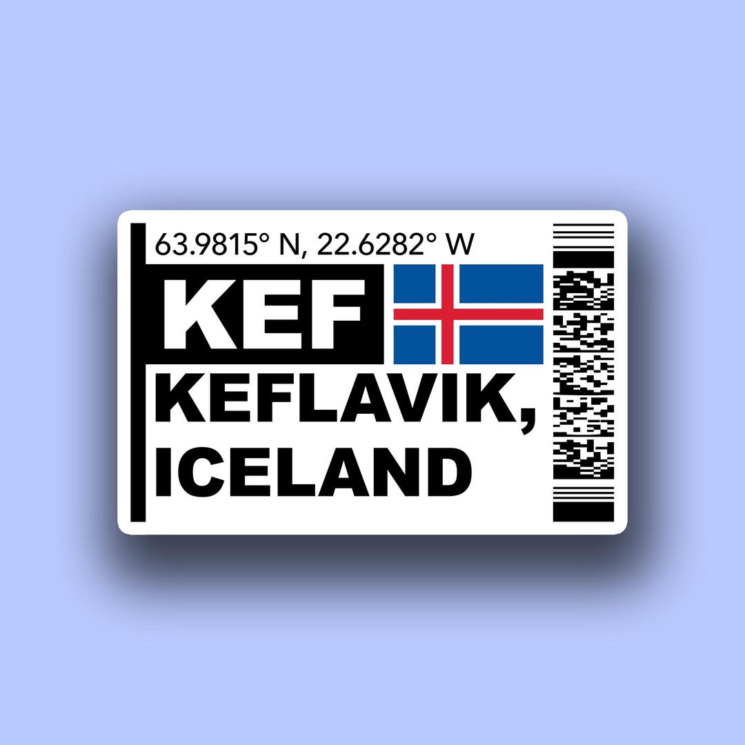 KEF Keflavik Iceland Boarding Pass Glossy Sticker - Airport Sticker - Etsy