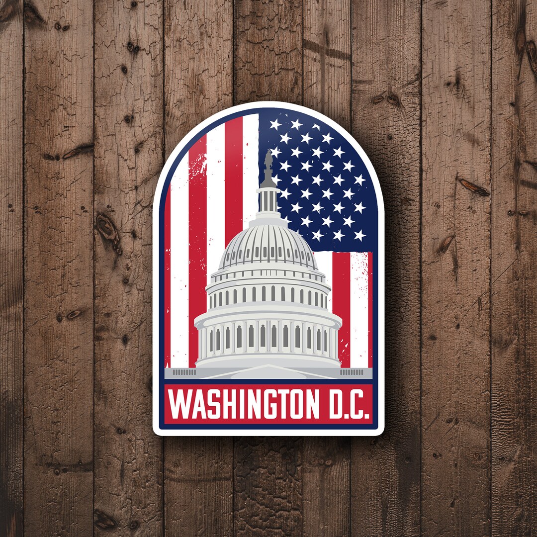 Retro Washington D.C. Capital Dome Glossy Travel Sticker | Washington D ...