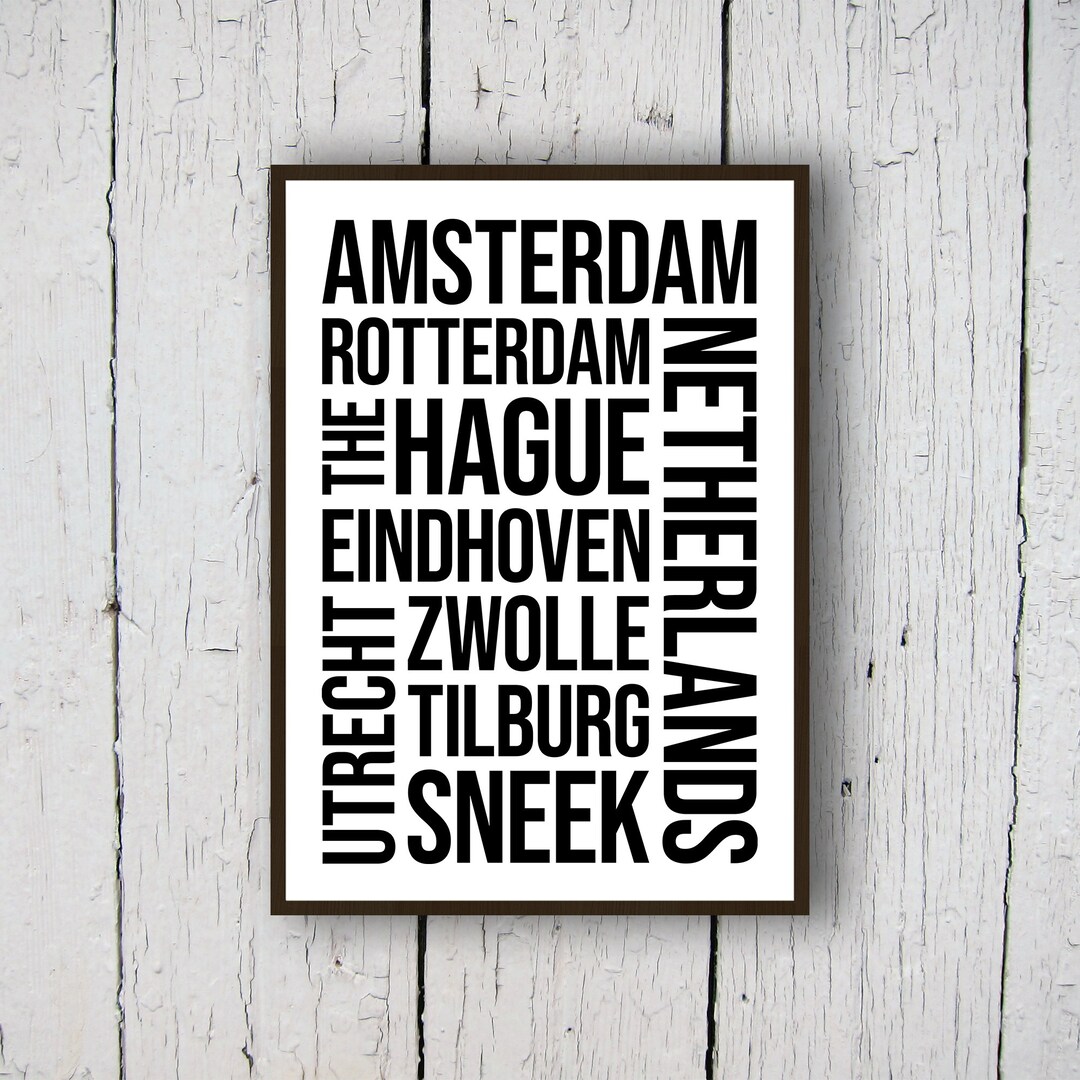 Netherlands Locations Word Art A4 Glossy Print Netherlands Cities ...