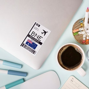 BNE Brisbane Boarding Pass Glossy Sticker | Australia Travel Sticker ...
