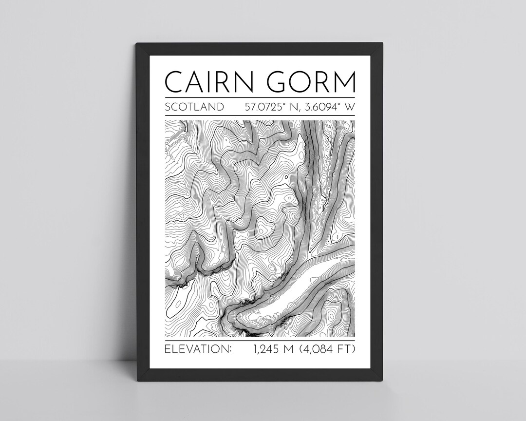 Cairn Gorm Contour Map Glossy Print | Scottish Highlands Topography ...