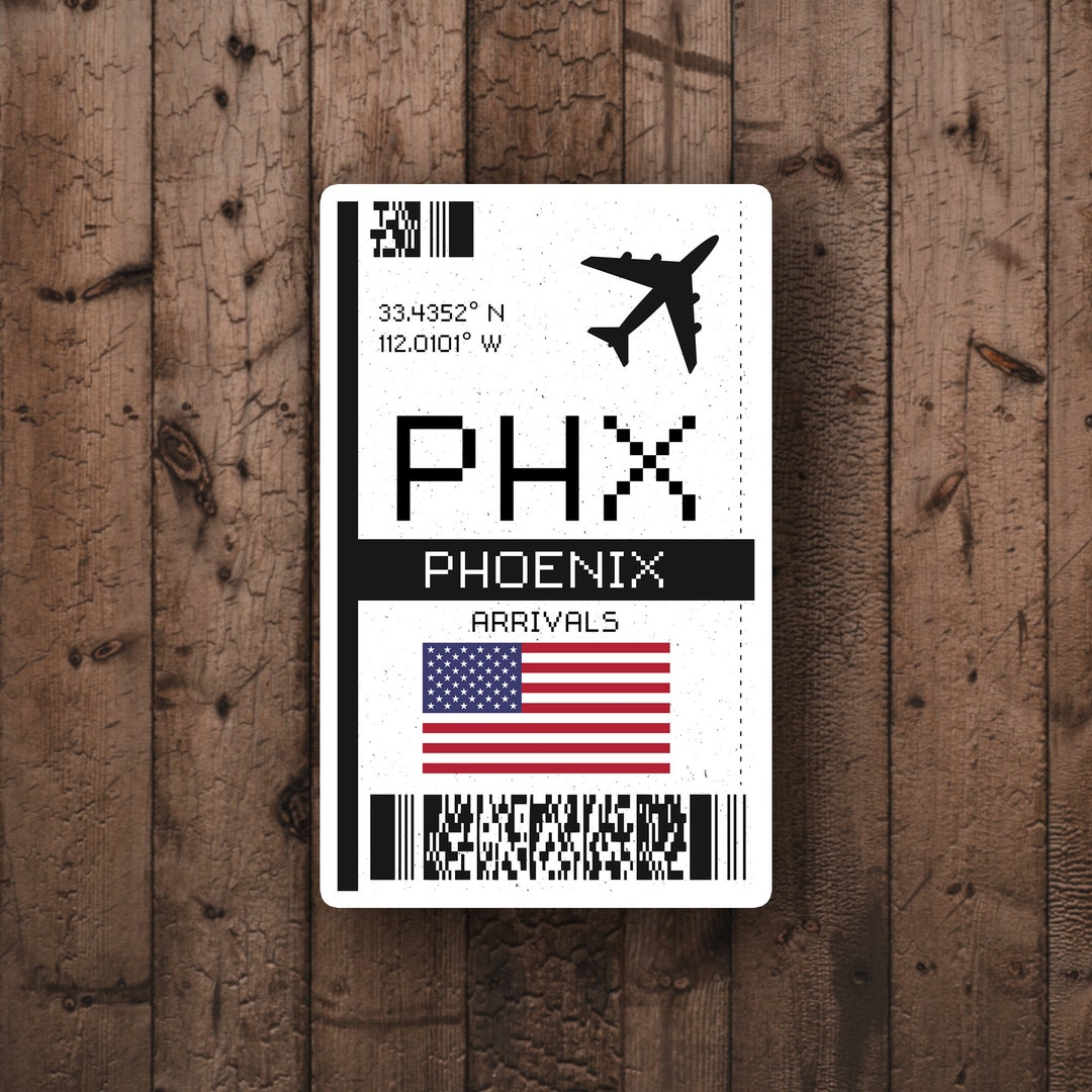 PHX Phoenix Boarding Pass Glossy Sticker | Arizona Travel Sticker ...