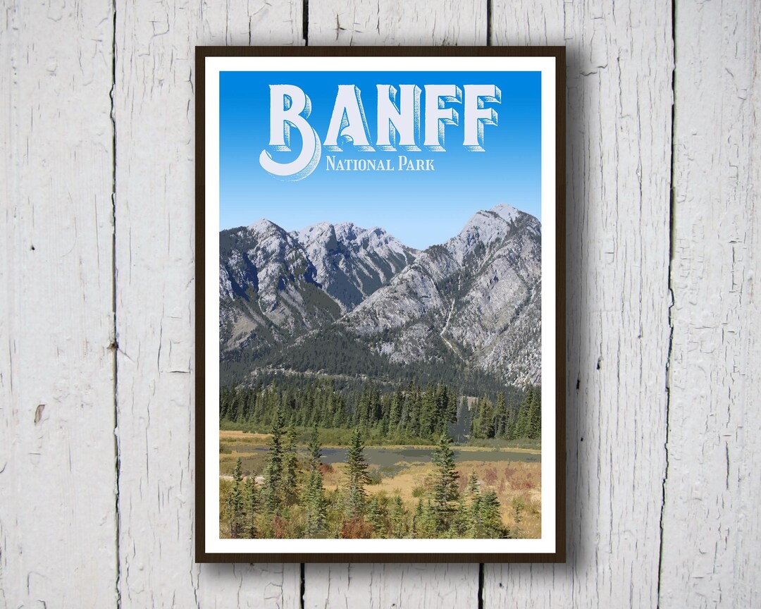 Vintage Banff National Park A4 Glossy Print Canada Poster Retro Banff Travel Print Travel Poster ...