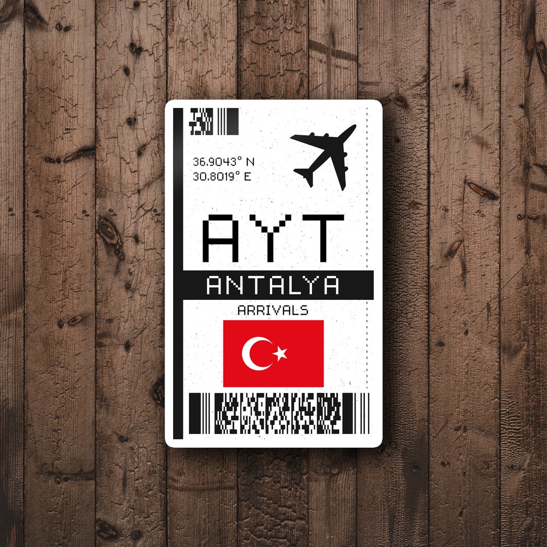 AYT Antalya, Turkey Boarding Pass Glossy Sticker | Turkey Travel ...