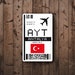 AYT Antalya, Turkey Boarding Pass Glossy Sticker | Turkey Travel ...