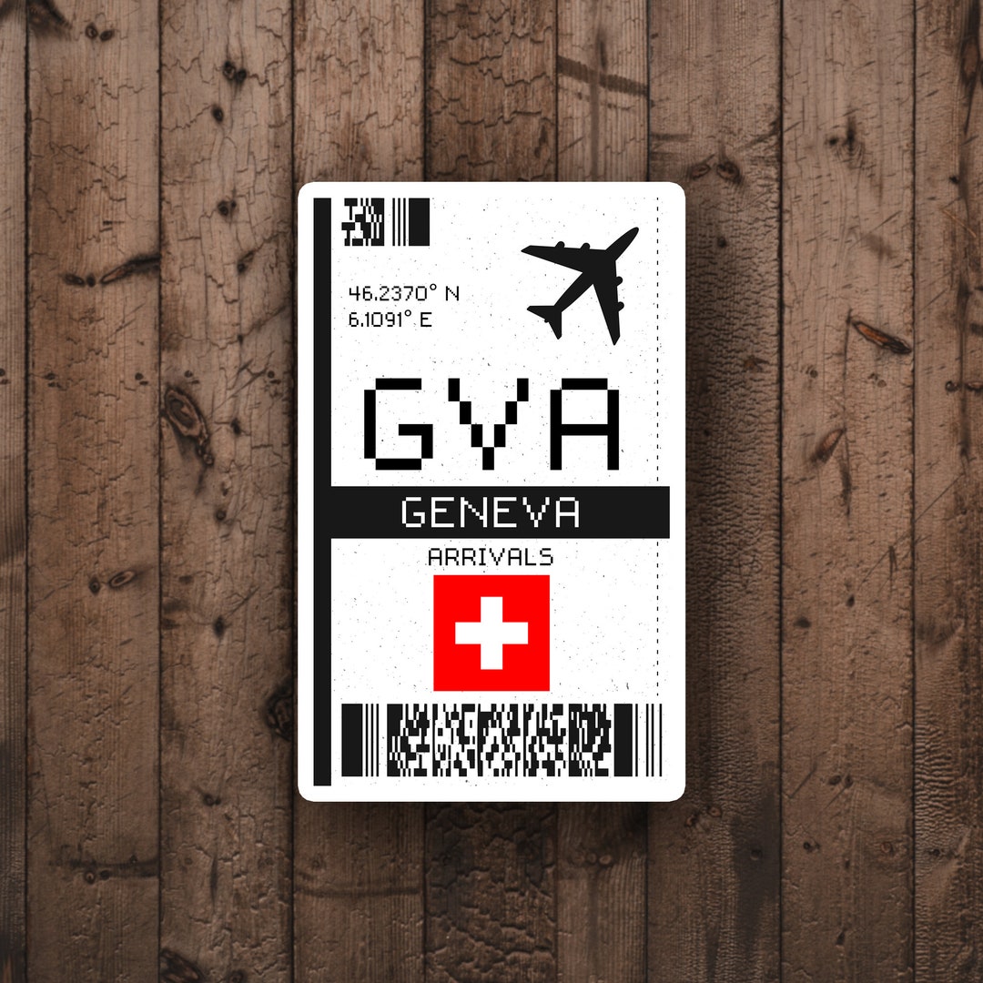 GVA Geneva, Switzerland Boarding Pass Glossy Travel Sticker ...