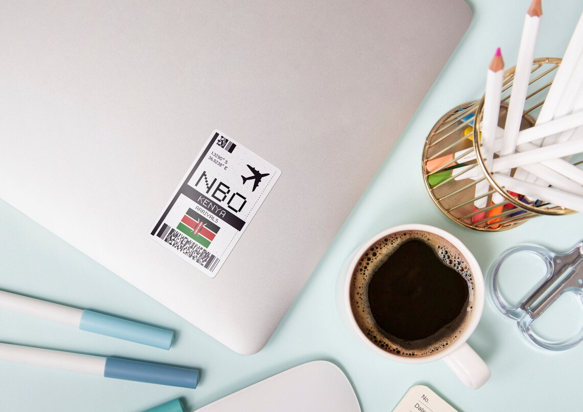 NBO Kenya Boarding Pass Glossy Travel Sticker Africa Travel Sticker ...