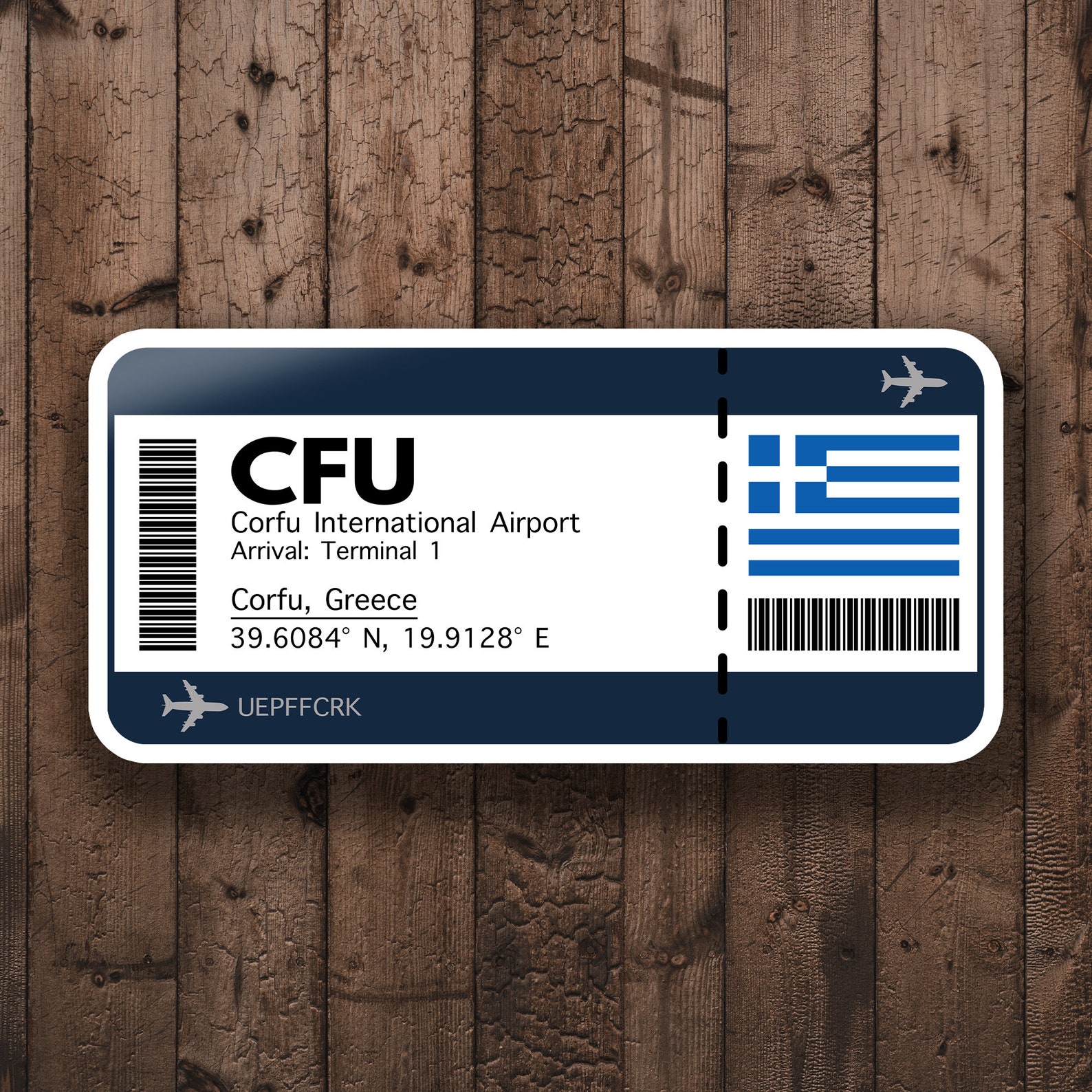 Corfu Greece Airport Boarding Pass Glossy Sticker - Etsy