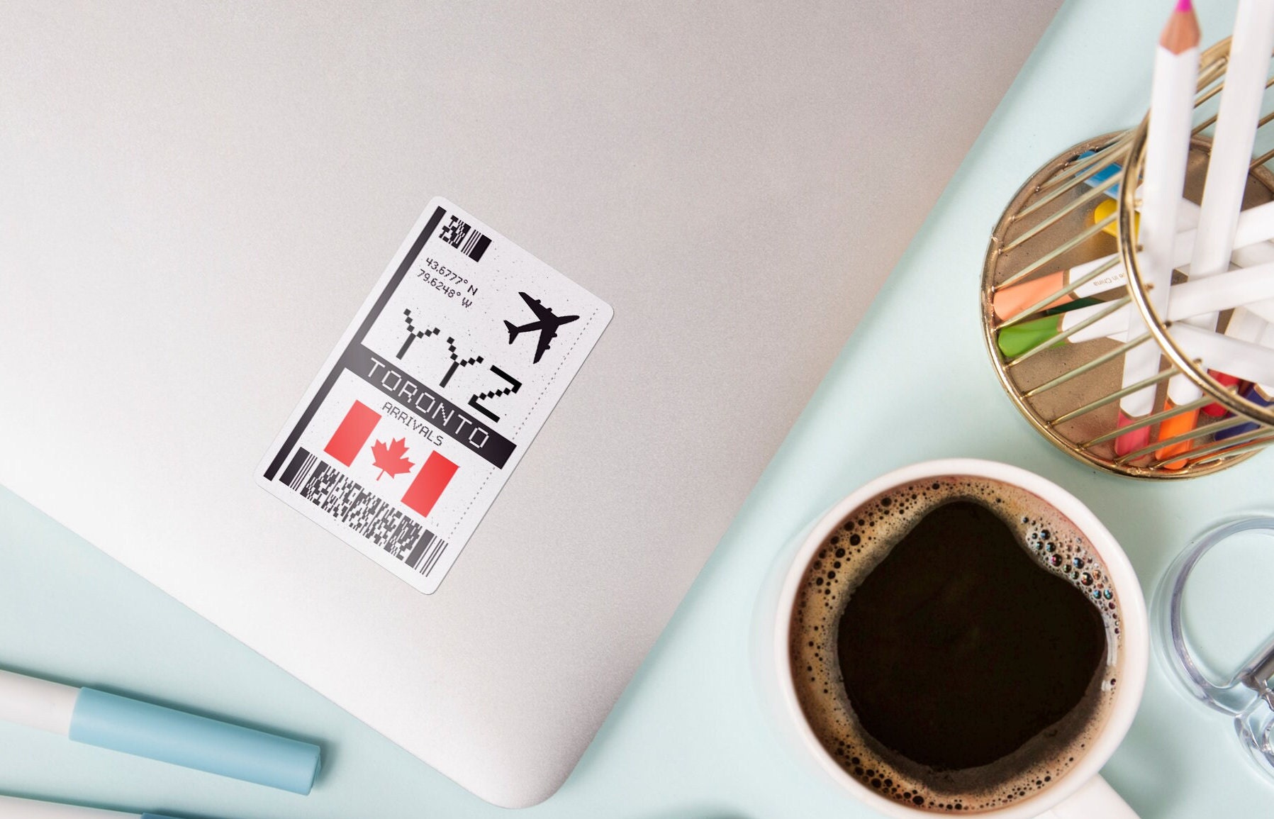 YYZ Toronto, Canada Airport Boarding Pass Glossy Sticker Canadian City ...