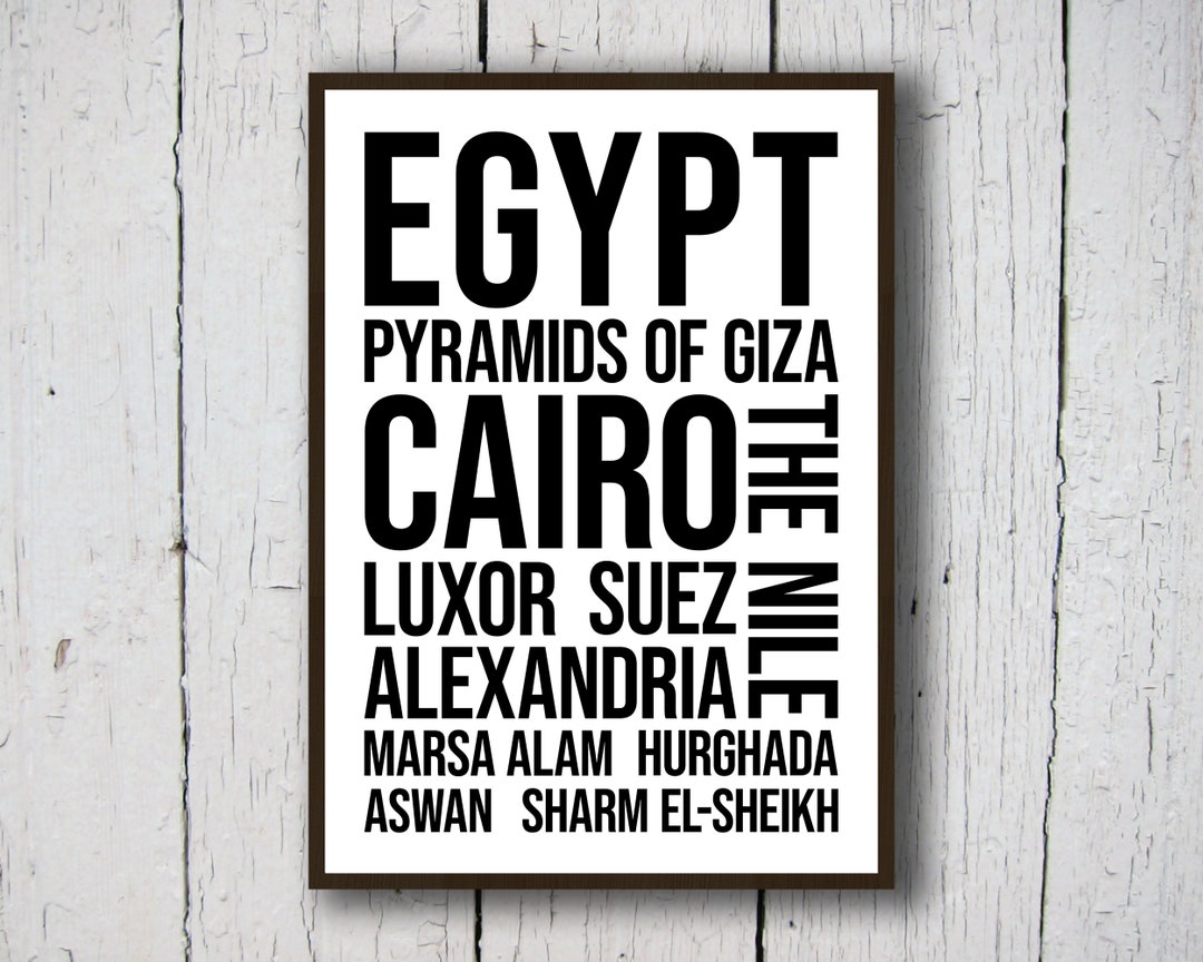 Egypt Locations Word Art Glossy Print Egypt Cities Travel Print Cairo ...