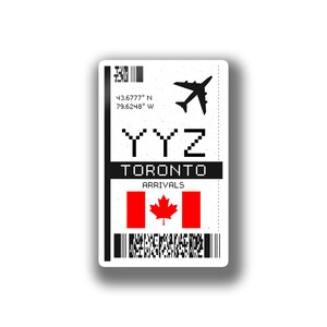 YYZ Toronto, Canada Airport Boarding Pass Glossy Sticker | Canadian ...