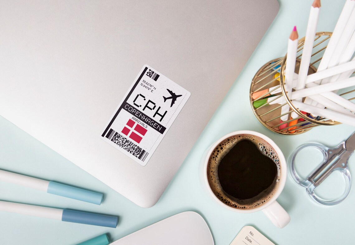 CPH Copenhagen Boarding Pass Glossy Travel Sticker Denmark Travel ...