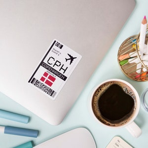 CPH Copenhagen Boarding Pass Glossy Travel Sticker | Denmark Travel ...