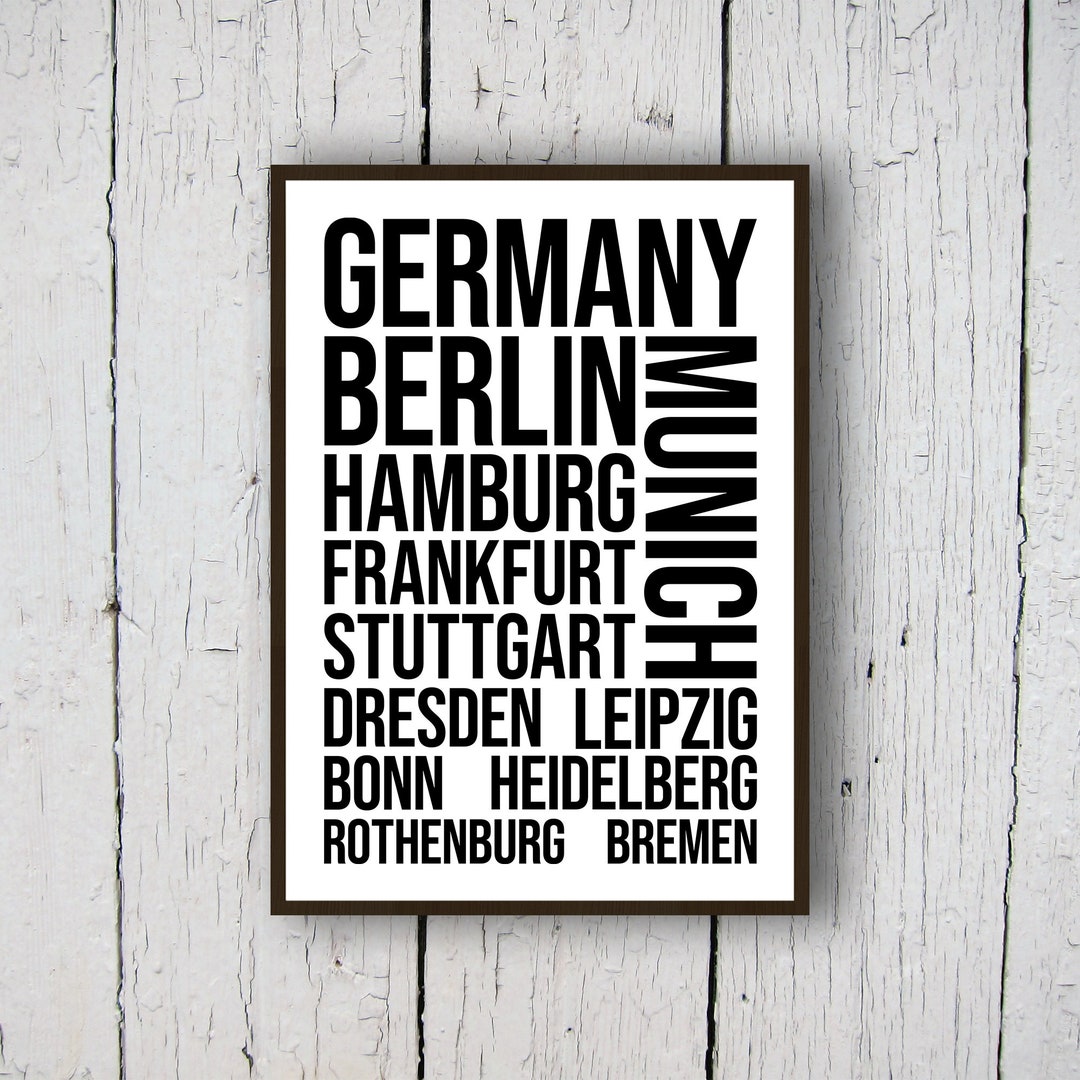 Germany Locations Word Art A4 Glossy Print European Cities Travel Print ...