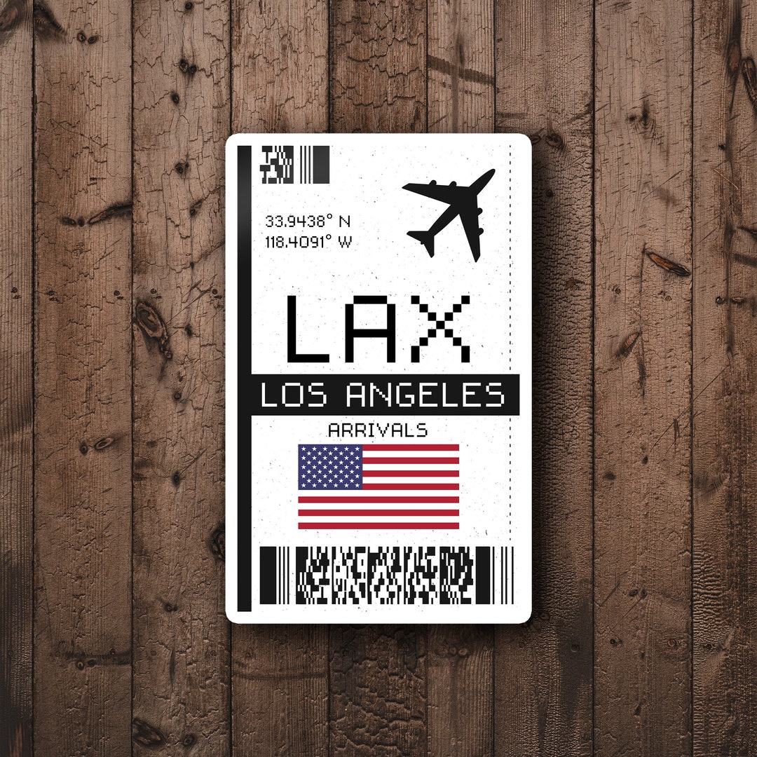 LAX Los Angeles Boarding Pass Glossy Sticker - California Airport ...