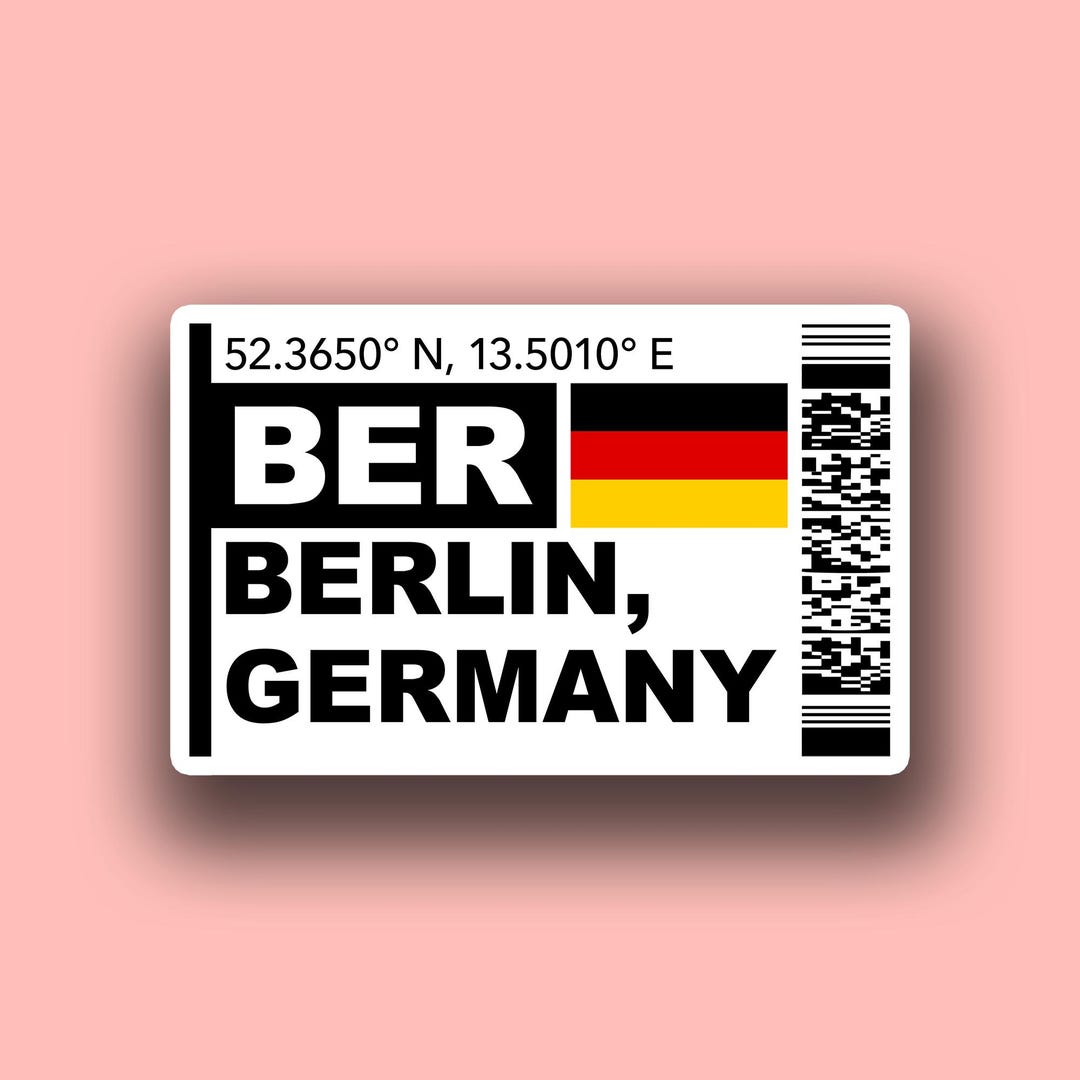 BER Berlin, Germany Boarding Pass Glossy Sticker | Germany Travel ...