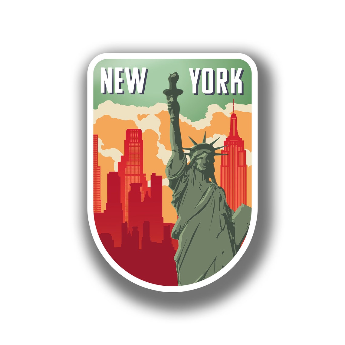 Retro New York Statue of Liberty Glossy Sticker | New York City Sticker ...