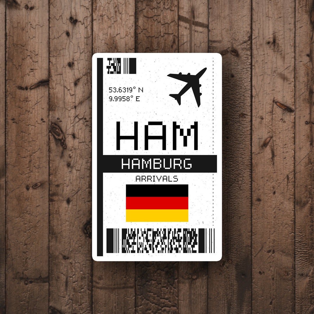 HAM Hamburg Boarding Pass Glossy Sticker | Germany Travel Sticker ...