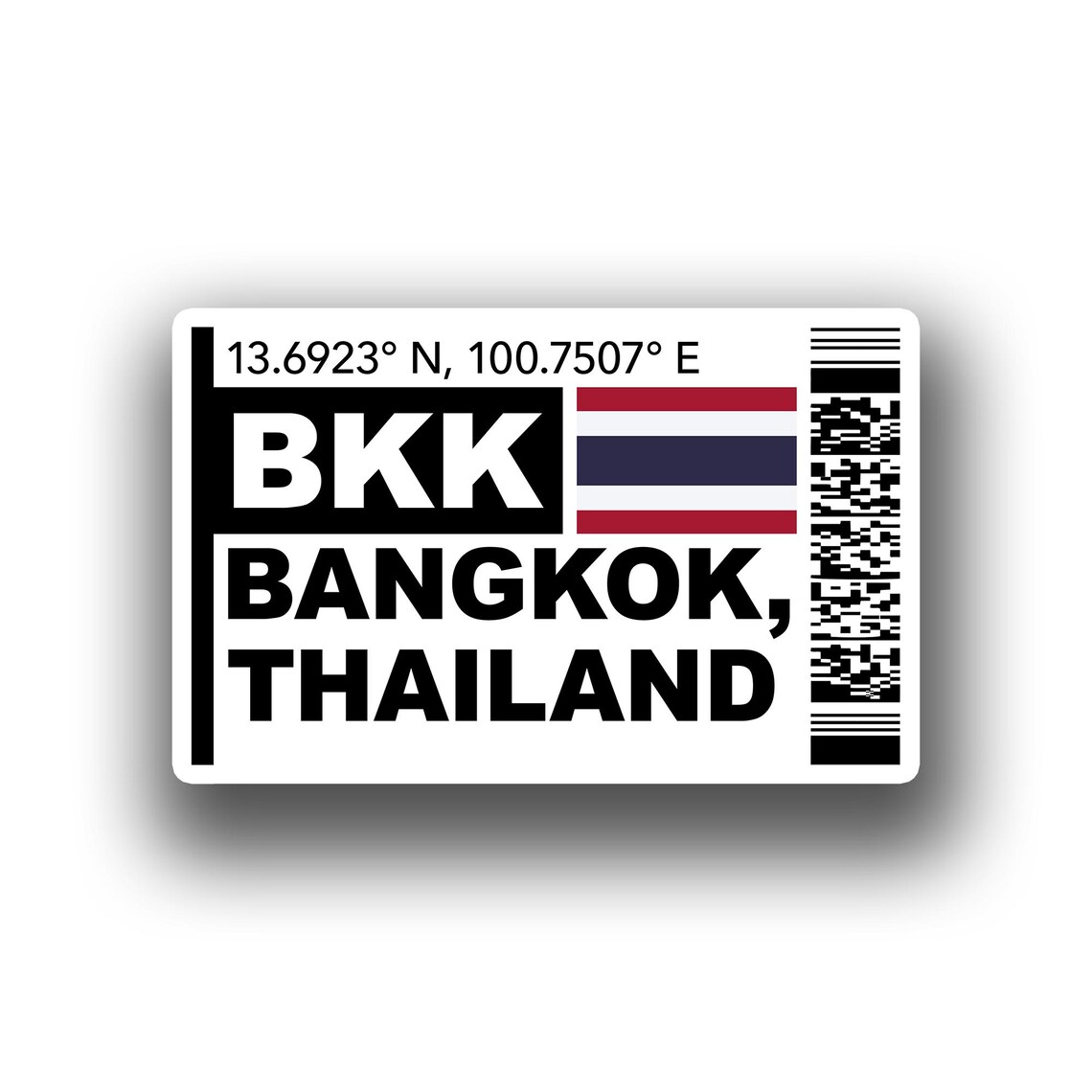 BKK Bangkok Boarding Pass Glossy Sticker - Thailand, Asia Travel ...