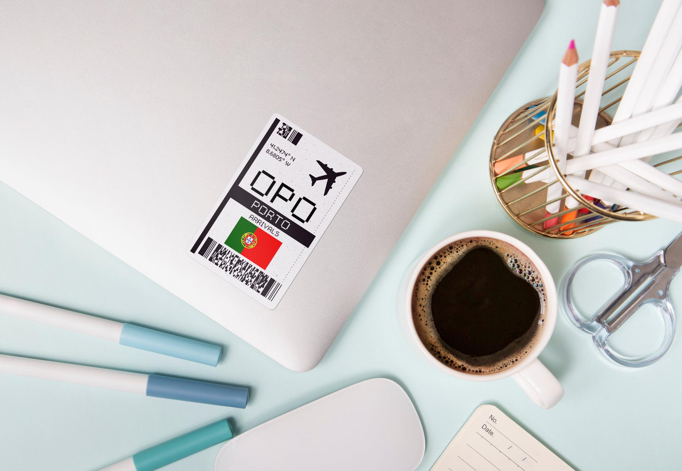 OPO Porto, Portugal Boarding Pass Glossy Sticker Portugal Travel ...