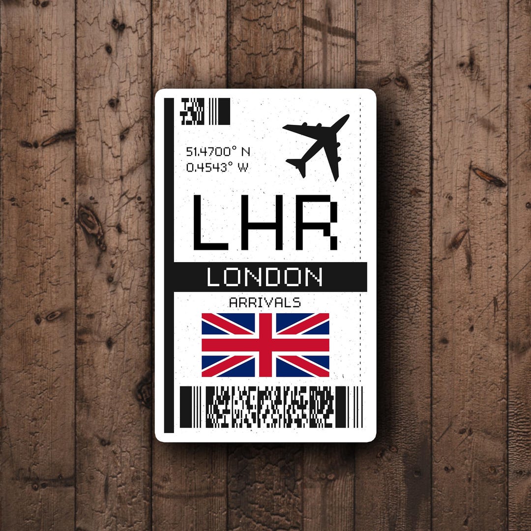 LHR London Boarding Pass Glossy Travel Sticker | England Travel Sticker ...